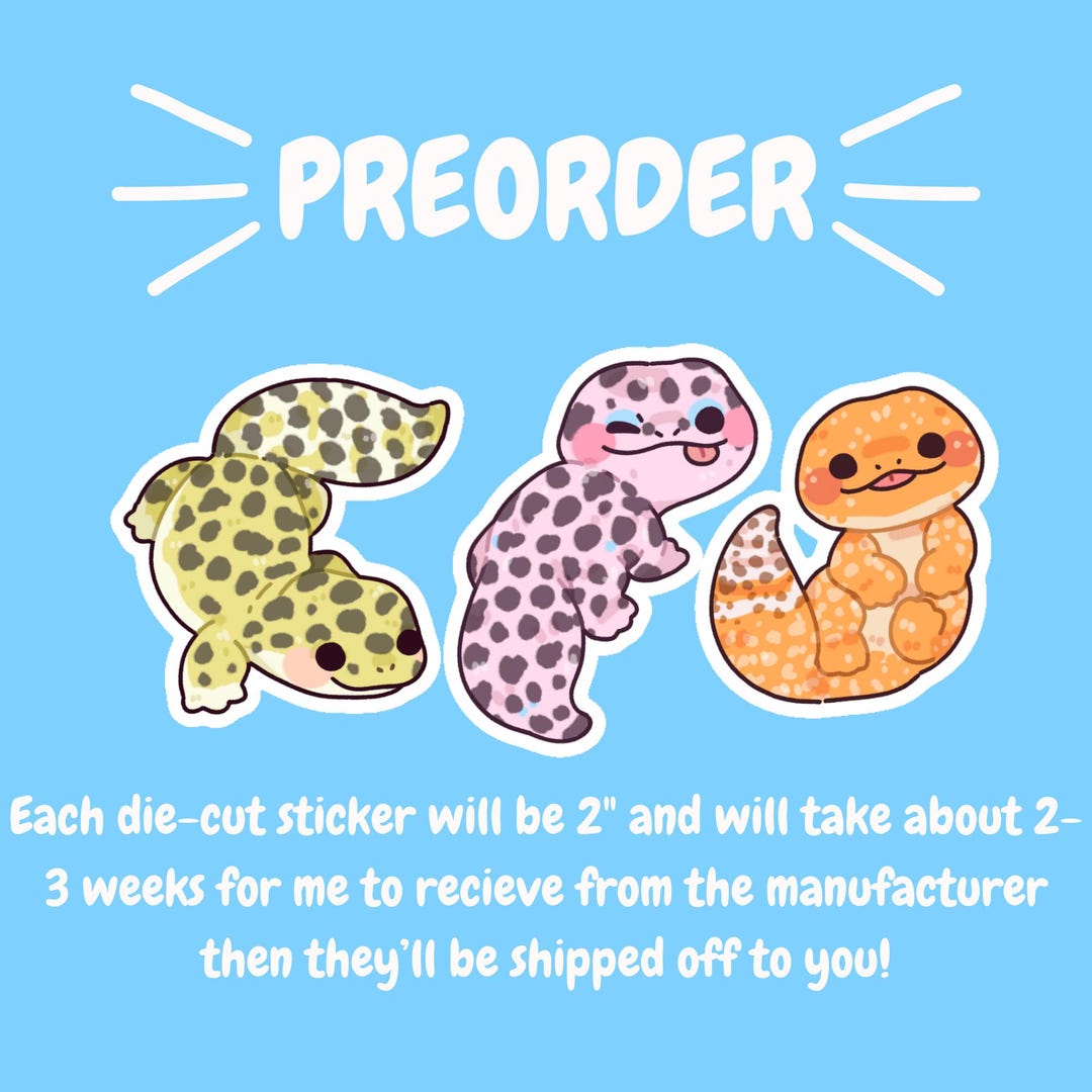 PREORDER Vinyl Leopard Gecko Die Cut Sticker Set for Notebooks, Laptops ...