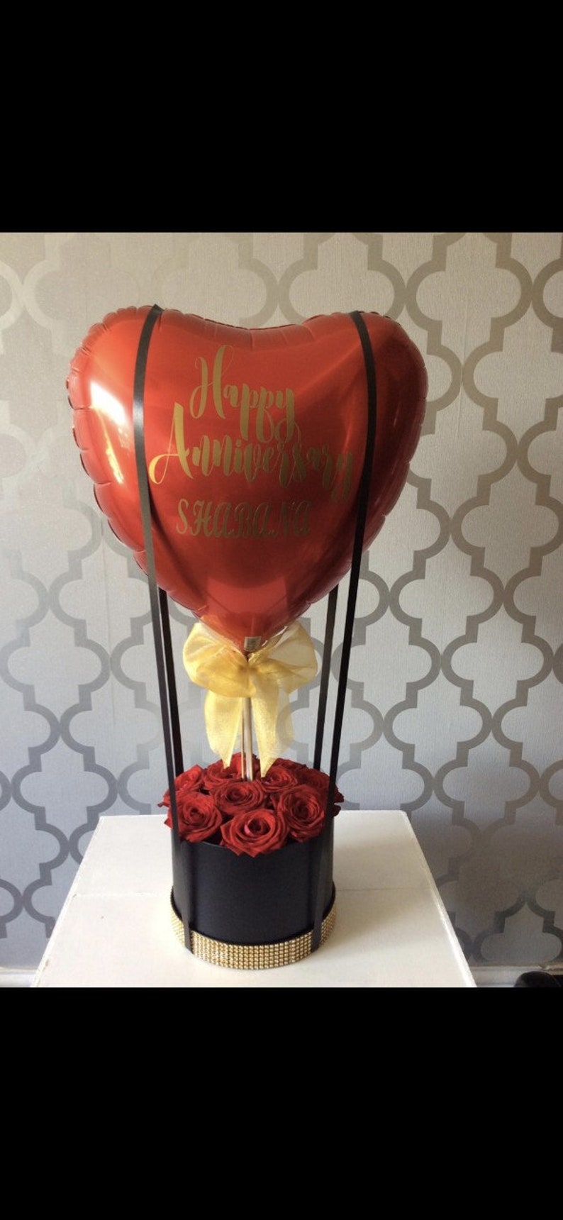Personalised Balloon With Artificial Flowers - Etsy UK