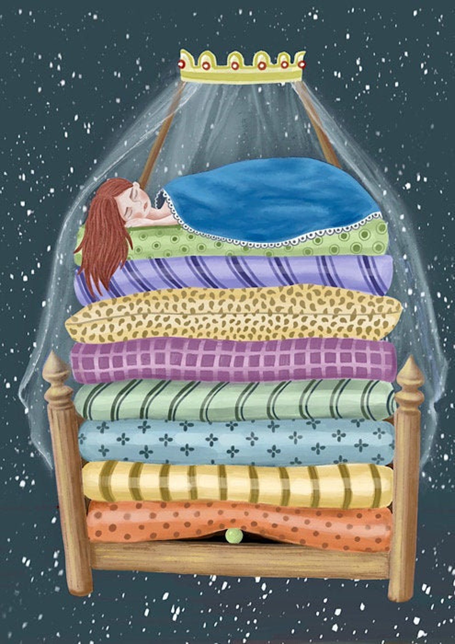 The Princess and the Pea A4 Illustration Wall Art - Etsy
