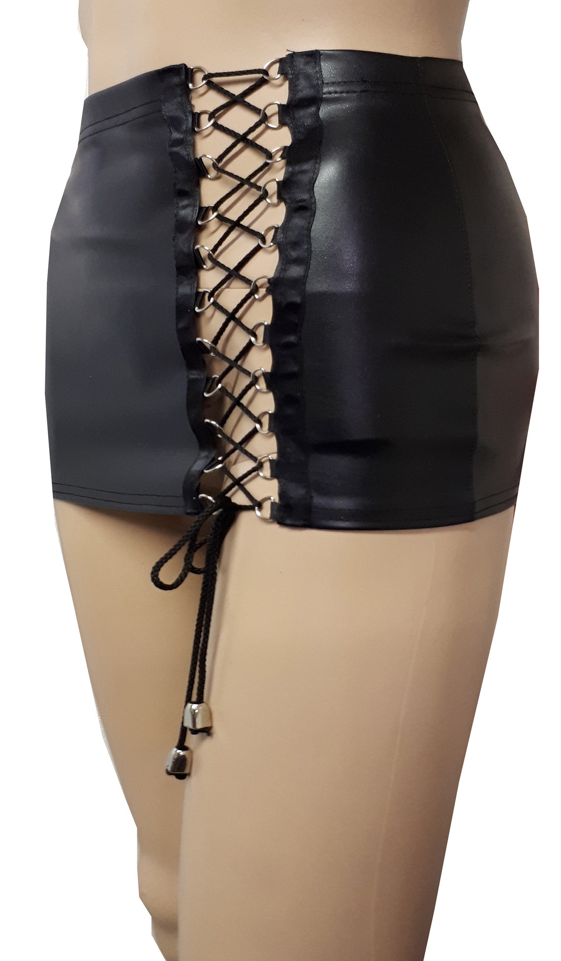 Leather Look Black Micro Mini Skirt Just 10 - Etsy