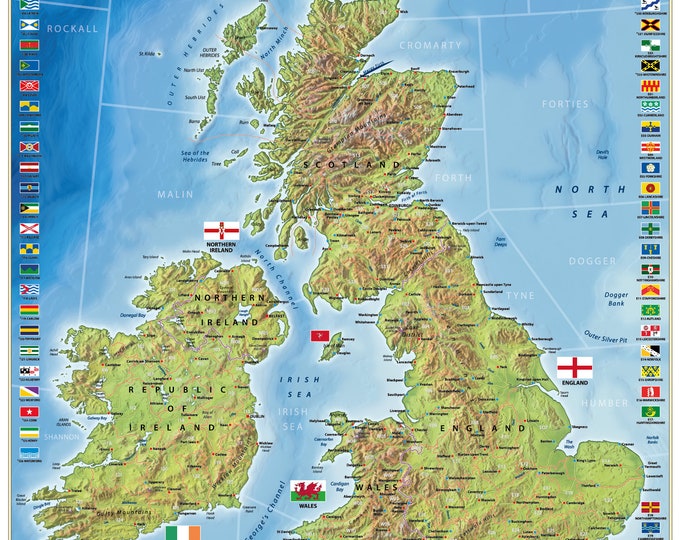 United Kingdom GB Road Map Poster - Etsy UK