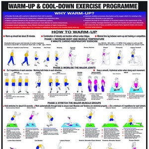 Stretching Exercise Poster Warm up Cool Down Chart - Etsy
