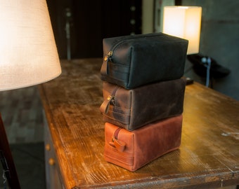Leather Shaving Kit Men's Leather Toiletry Roll | Etsy