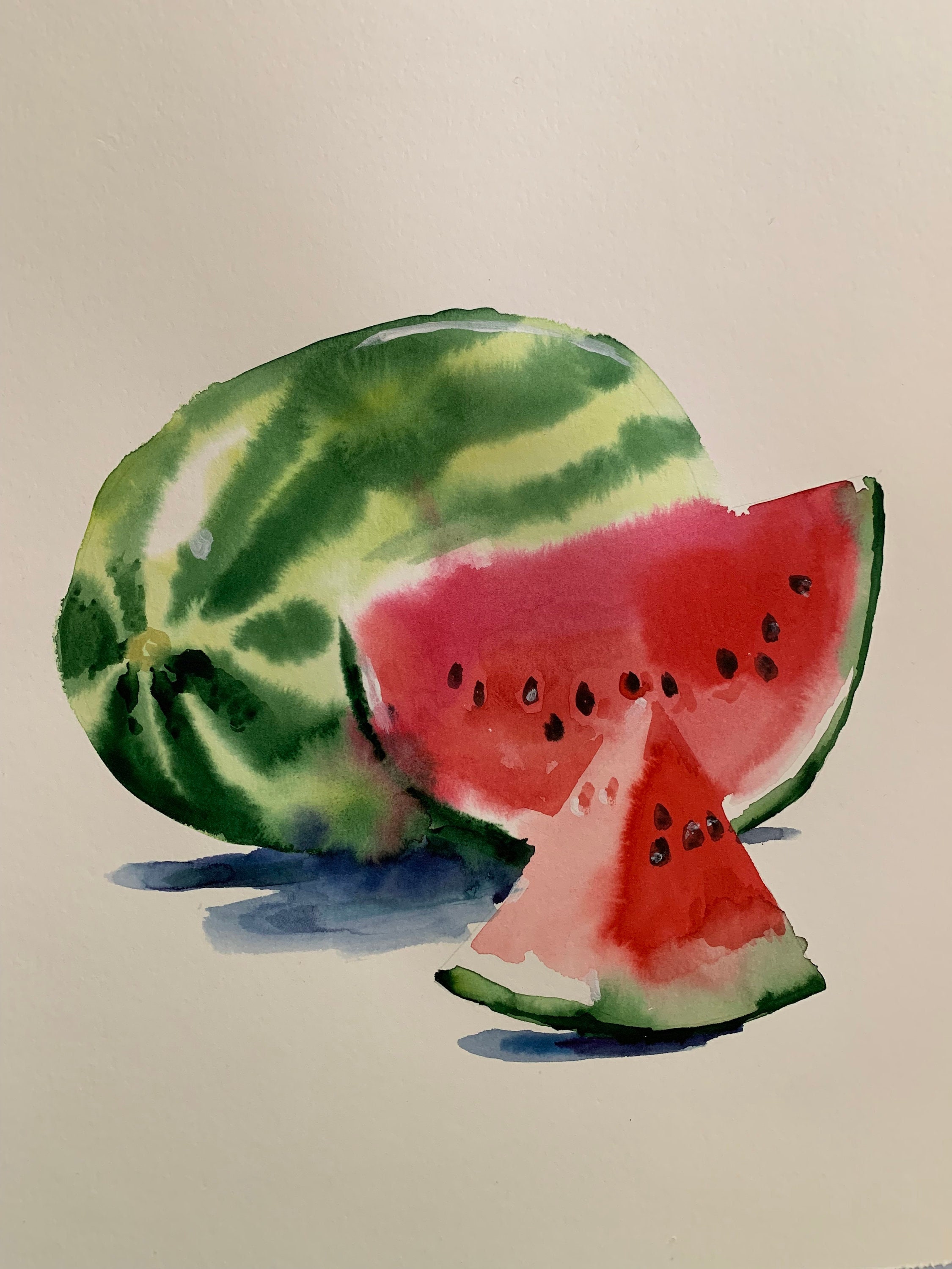 Watermelon Original Watercolor, Watermelon Hand Painted, Kitchen Art ...