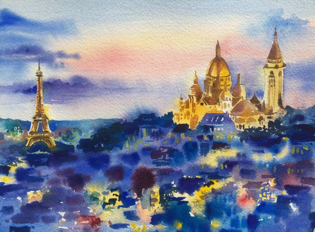 Paris Original Watercolor Painting, Montmartre Art, Eifel Tower, Paris ...