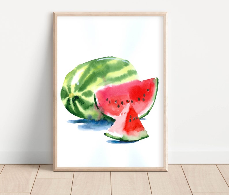 Watermelon Original Watercolor, Watermelon Hand Painted, Kitchen Art ...
