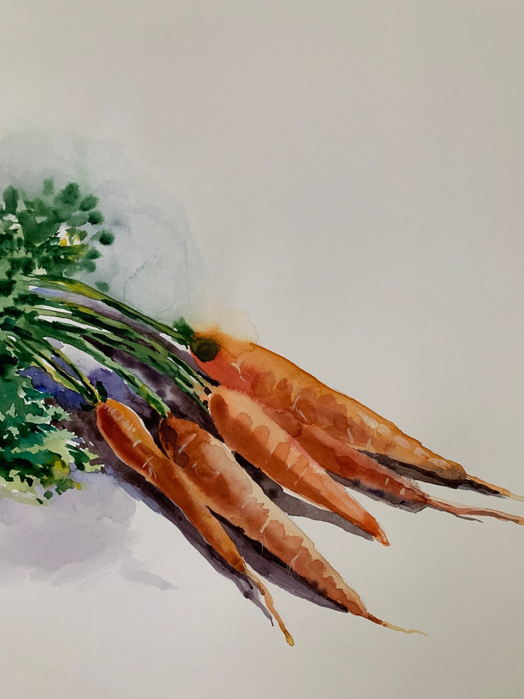 Carrots Original Watercolor, Carrots Hand Painted, Vegetables Original ...
