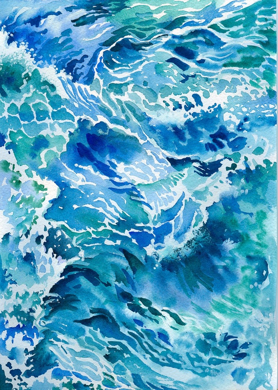 Ocean Watercolor Painting A Small Seascape Houghton Bay, Wellington,