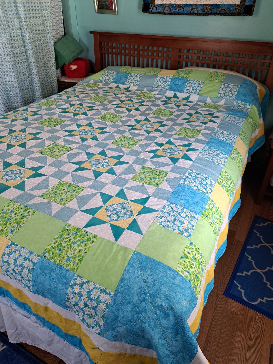 Spring Fling 83 X 93 Queen Size Quilt. Double Sided Design, Two Quilts ...