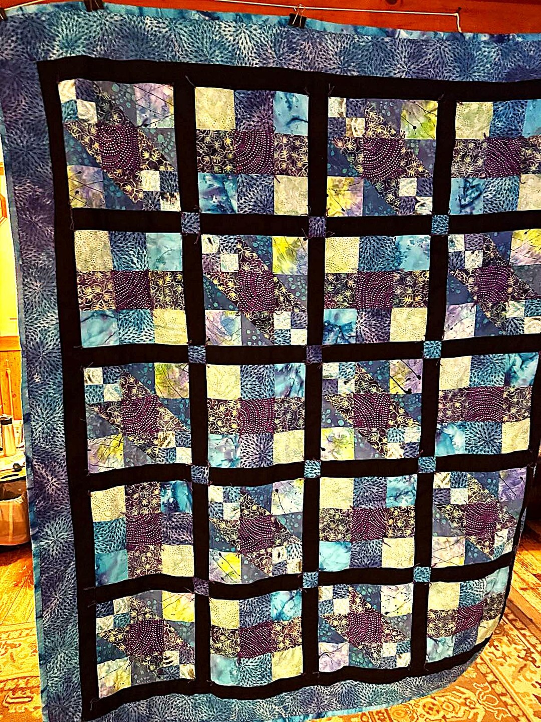 Handmade Batik Cotton Lap Quilt 52x64. One of a Kind Quilt Bright ...