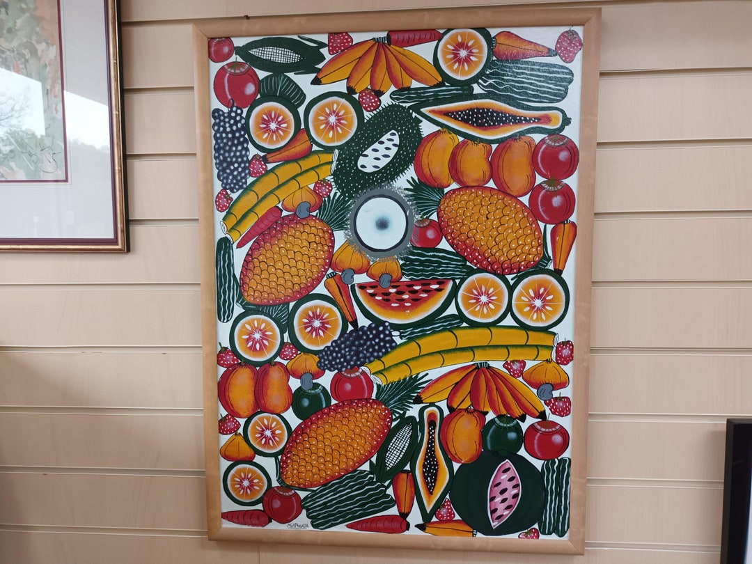 Vintage Tinga Tinga Art Fruit & Vegetables Painting Oil on Board ...