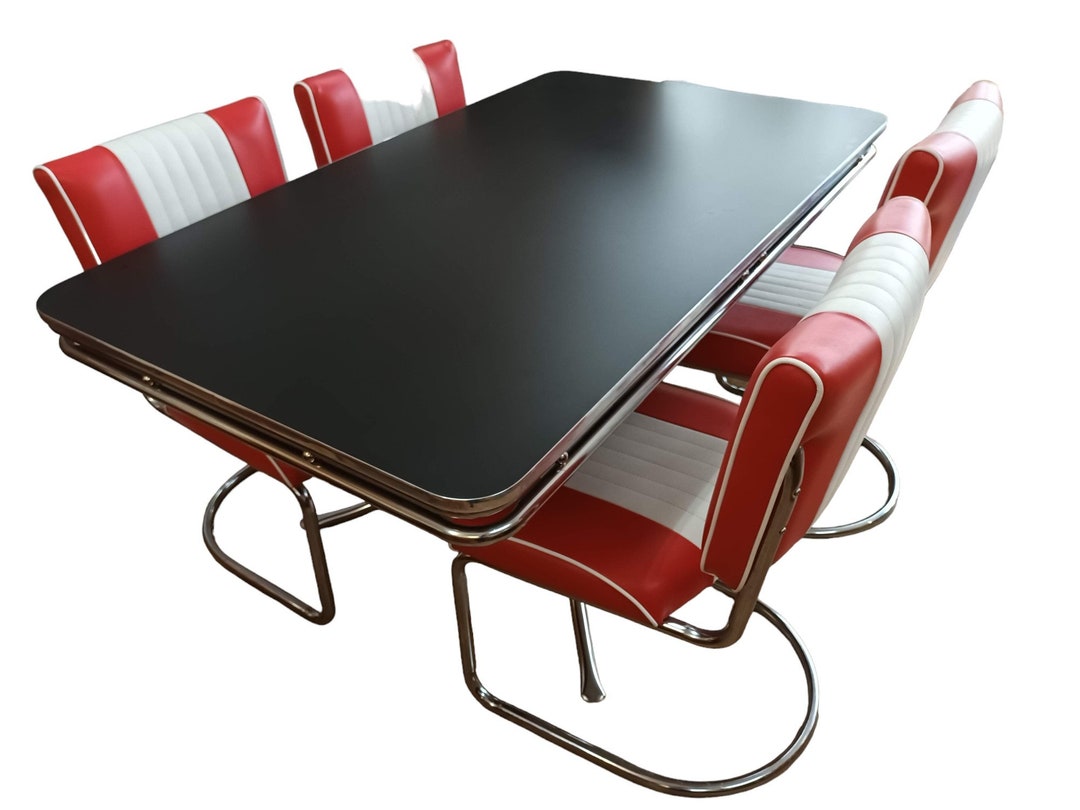 Vintage American Diner Set 4 X Chairs and Table 50's Style Breakfast ...