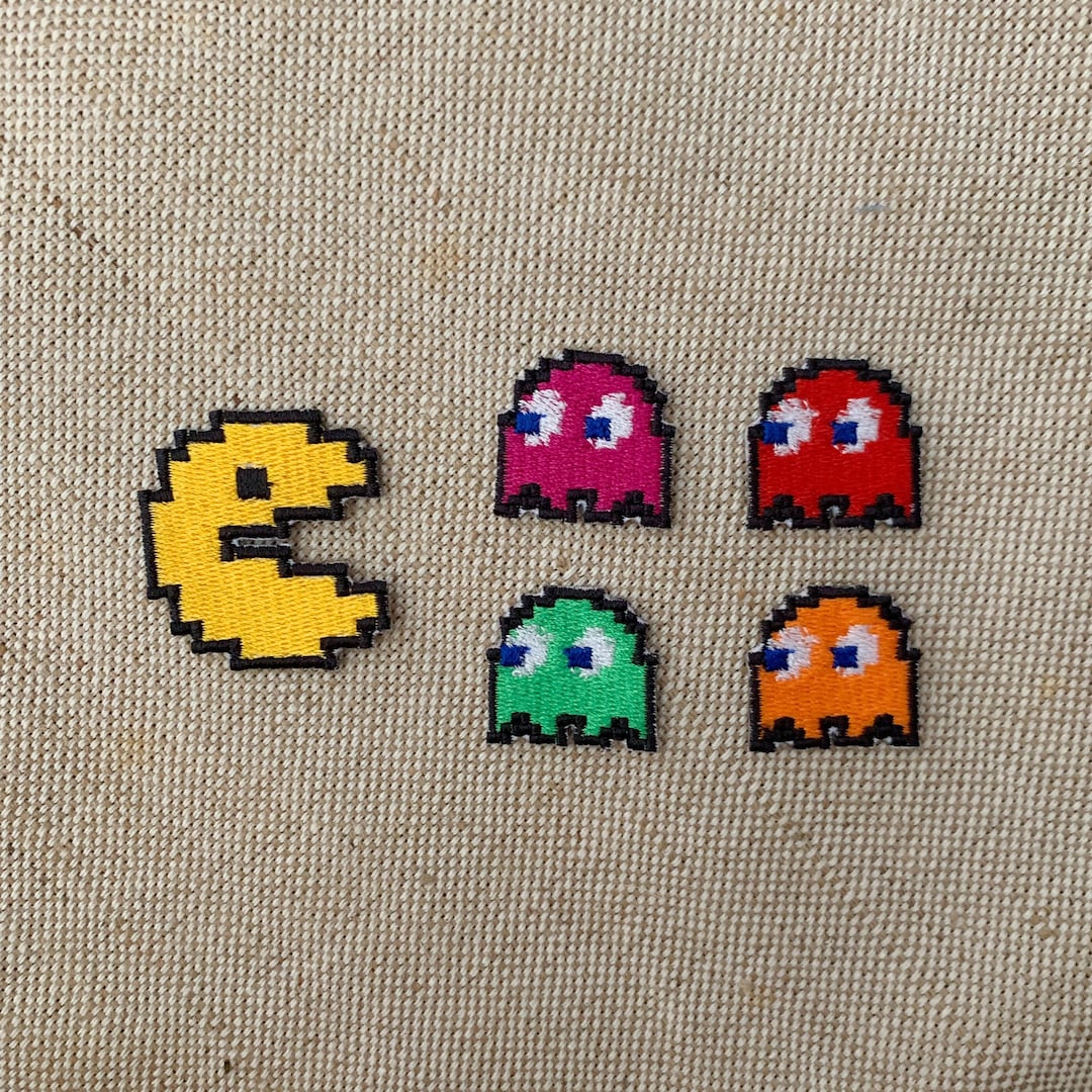 Pacman Embroidered Iron-on Patch Set: Retro Game Applique - Etsy