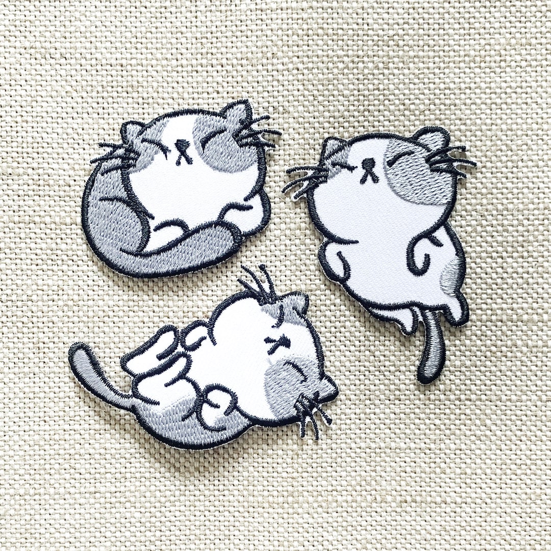 3 Pc Cute Cat Patches Iron on Cat Patches for Jackets Embroidery Patch ...