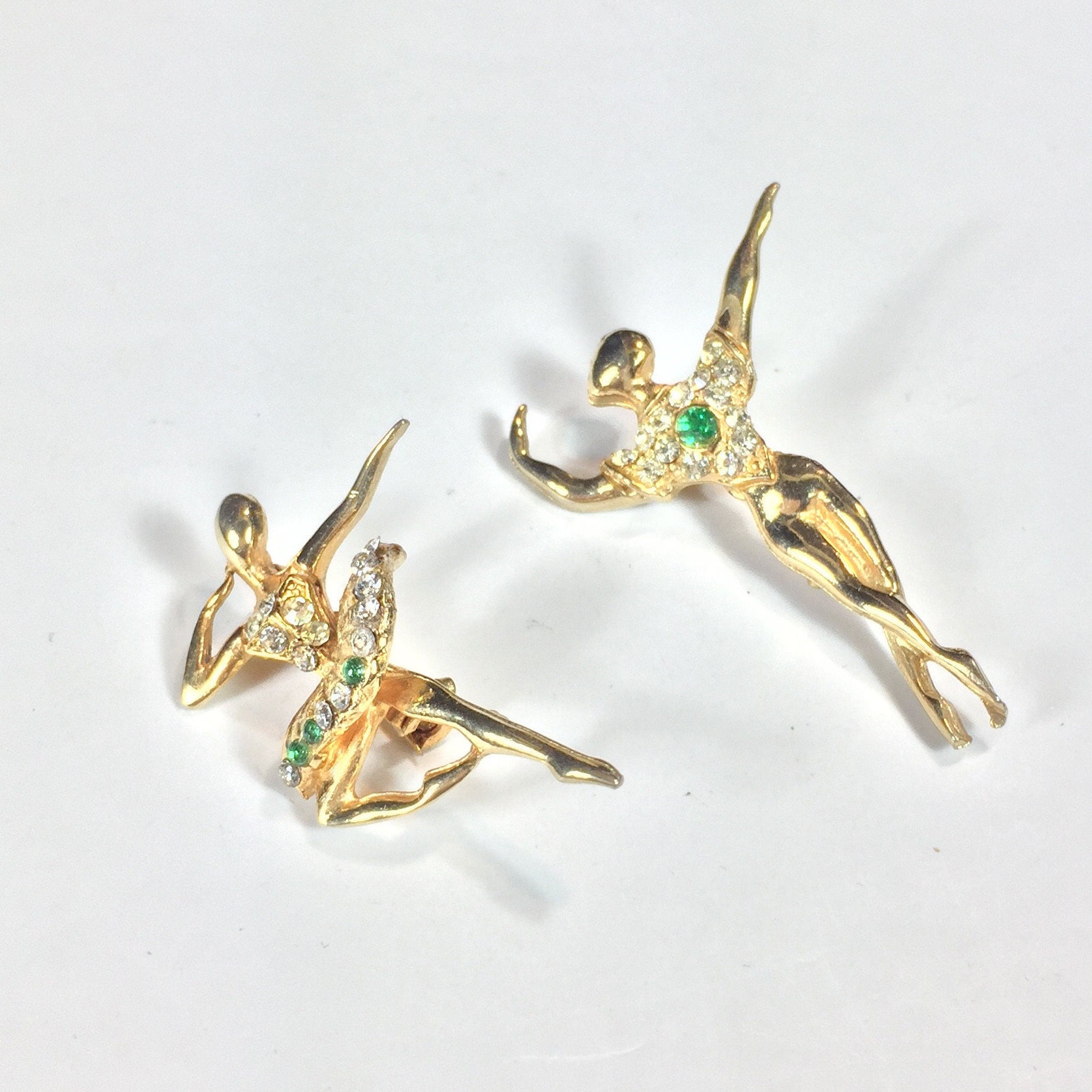 Vintage ballerina couple figural pins Gold tone set of pins | Etsy