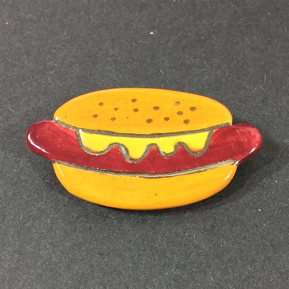 dog pin handmade glazed - Gem