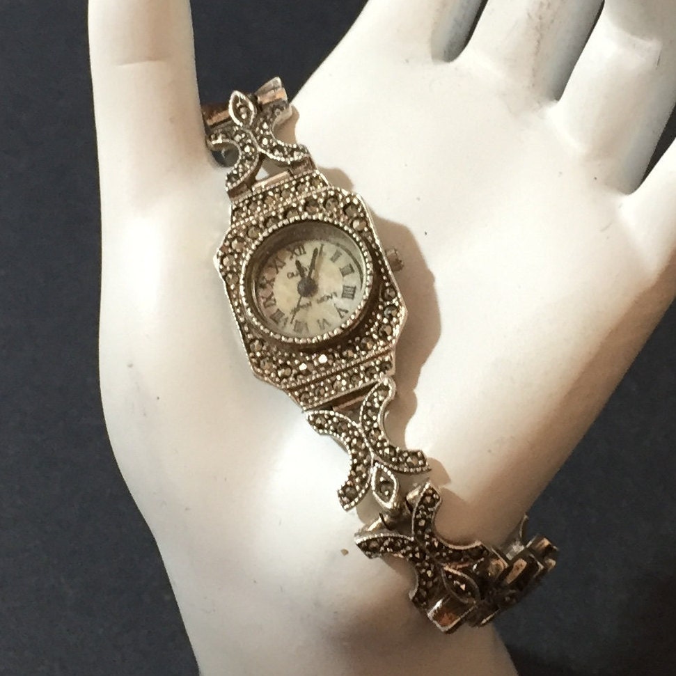 Sterling and Marcasite Watch Bangle - munimoro.gob.pe