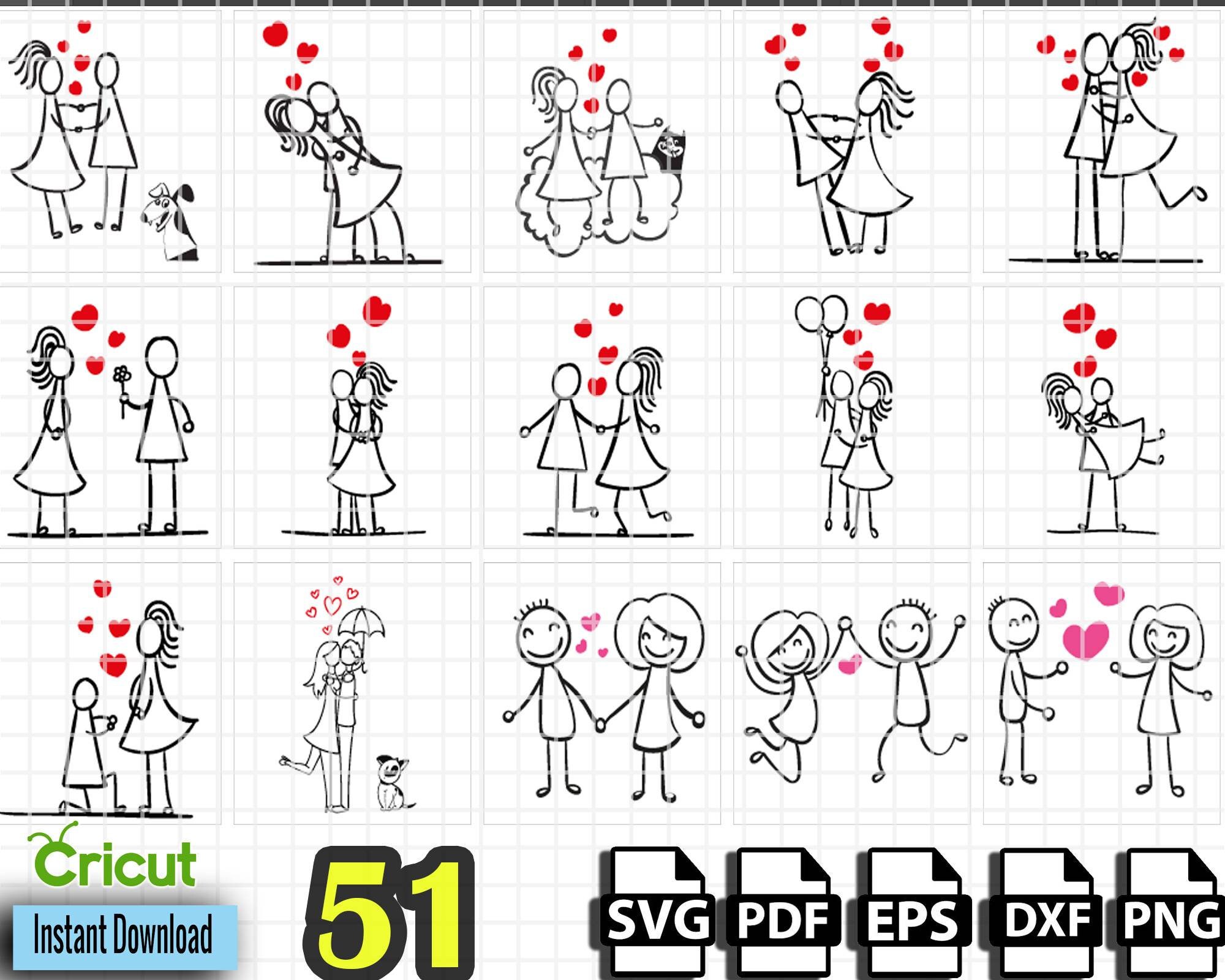 Stick Wedding Clipart Vector Stick Lovers Svg Stick Heart - Etsy UK