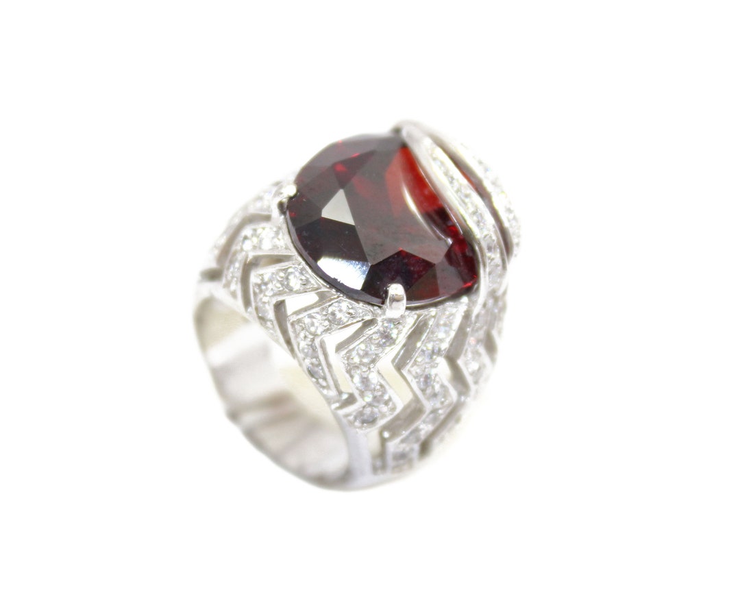 Rajasthan Gems Sterling Silver 925 Maroon White Cubic Zirconia - Etsy