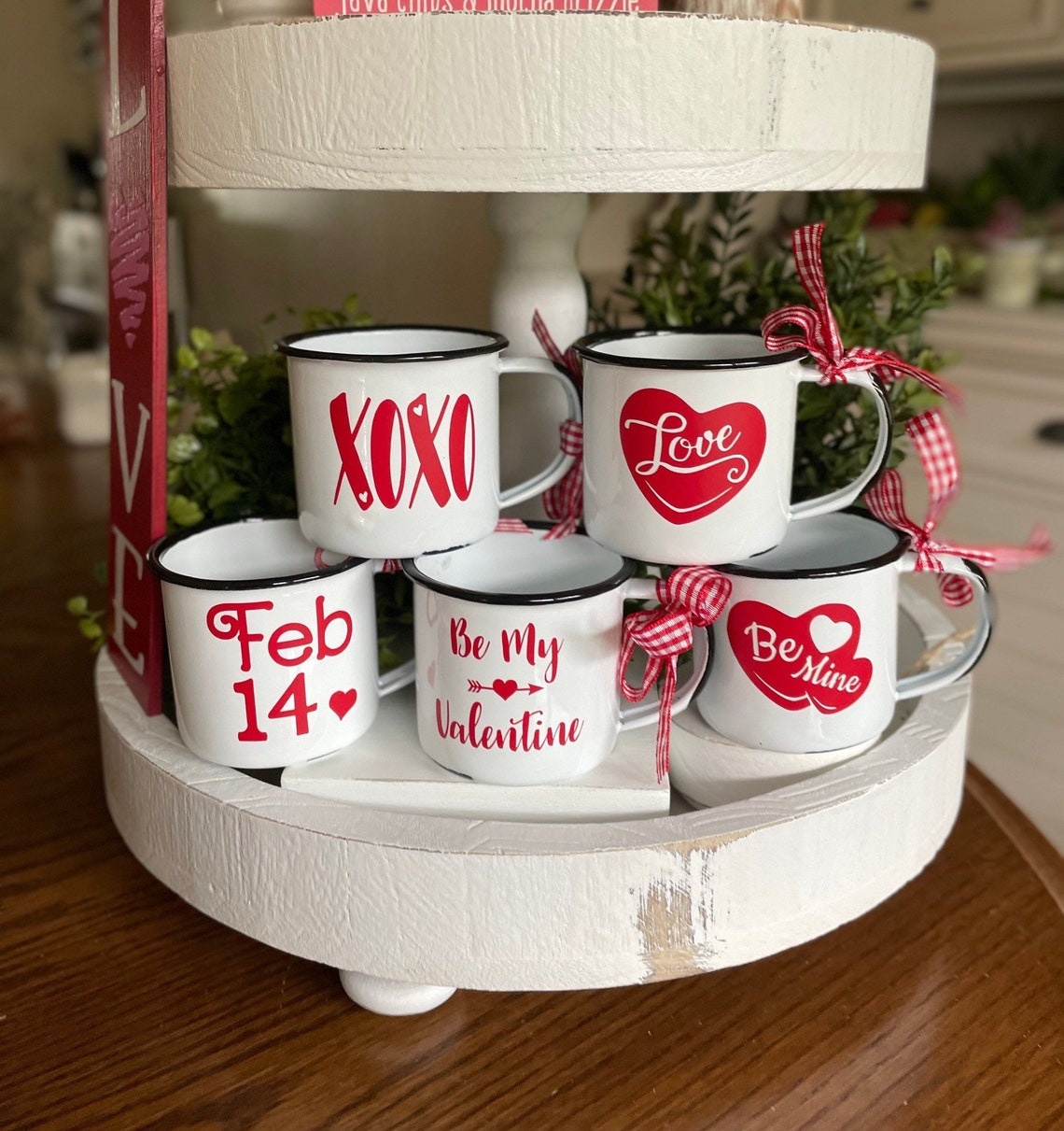 Mini Valentines Coffee Mugs Valentines Tiered Tray Decor - Etsy