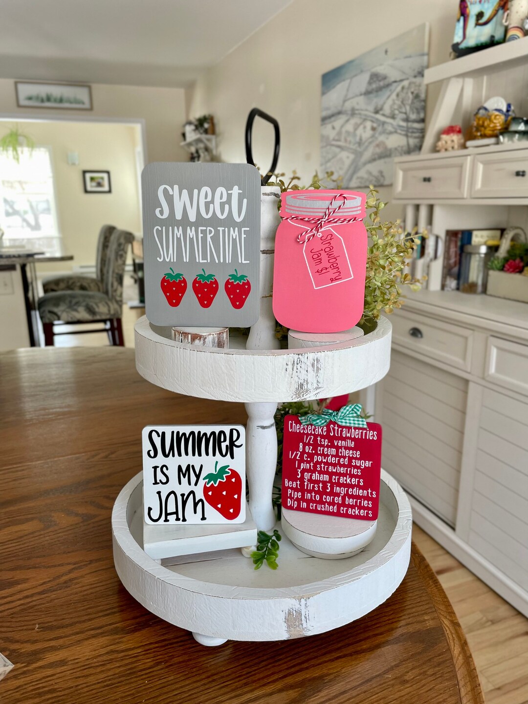 Strawberry Tiered Tray Decor Tier Tray Sign Summer Tiered - Etsy