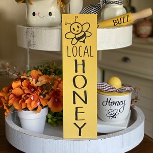 9” Honey Bee- Local Honey Sign, Honey Bee Tier Tray Decor | Bee Tiered ...