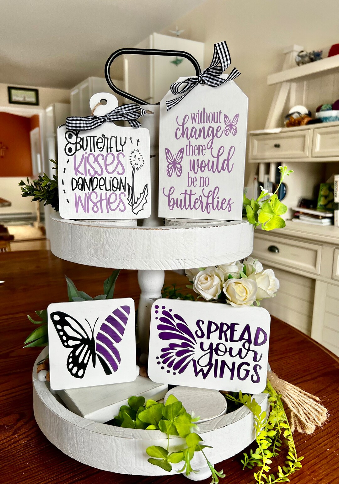 Butterfly Mini Signs - Tiered Tray Decor | Butterfly Tier Tray Decor ...
