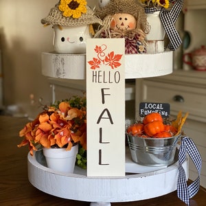 9” Hello Fall Sign, Fall Tier Tray Decor | Autumn Tiered Tray Decor - Etsy
