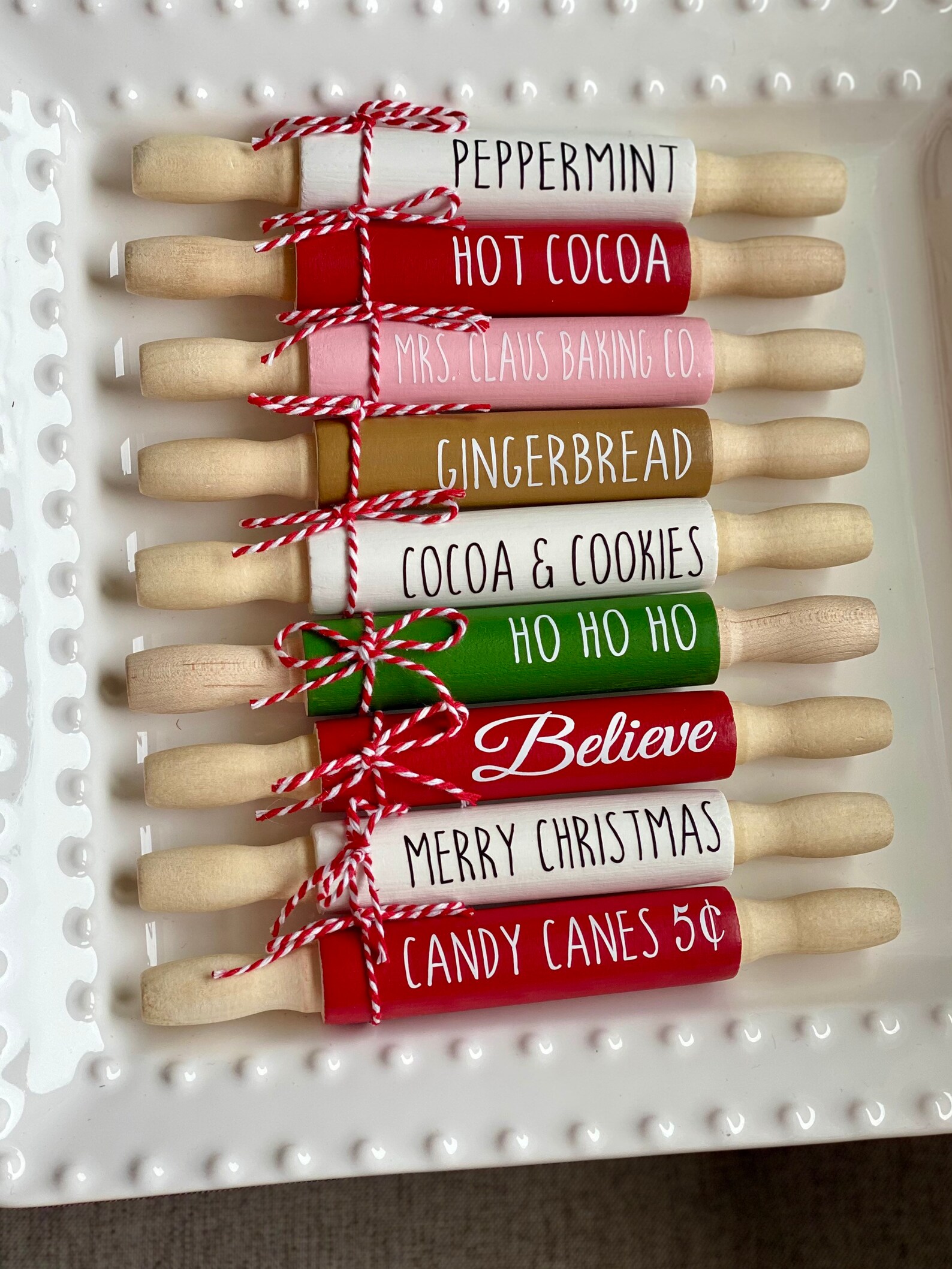 Mini Christmas Rolling Pins Christmas Tier Tray Decor - Etsy