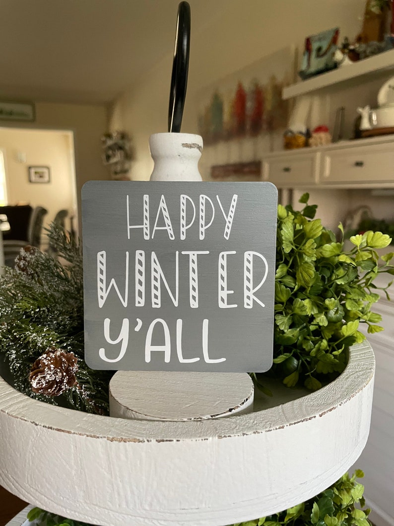 Neutral Winter Tiered Tray Signs Decor Snow Tier Tray Decor | Etsy