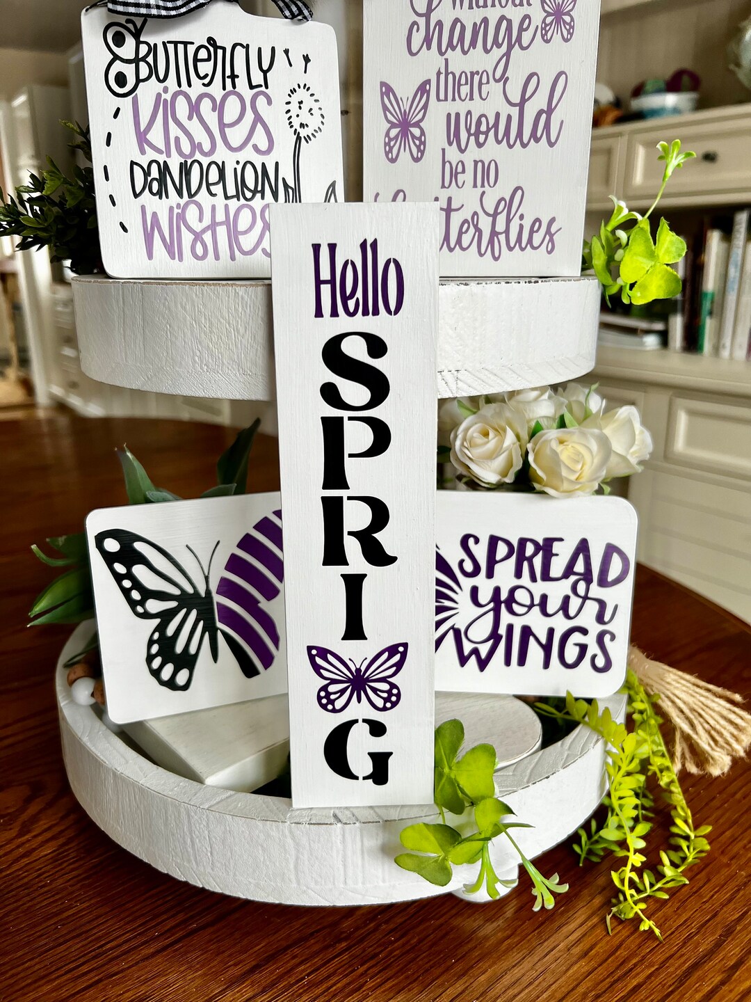 9” Hello Spring Tiered Tray Decor - Mini Signs, Spring Tier Tray Signs ...