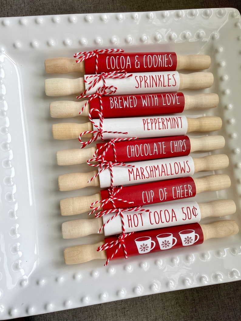 Mini Hot Cocoa Rolling Pins Hot Cocoa Tier Tray Decor | Etsy