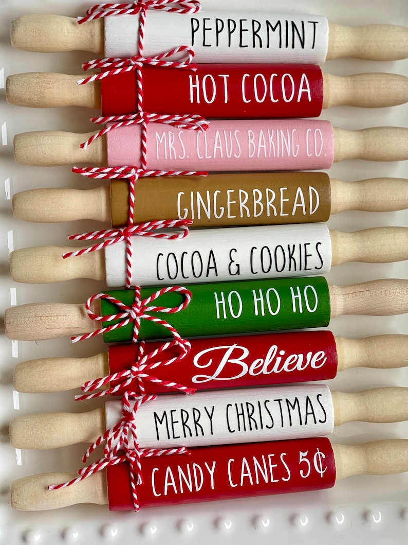 Mini Christmas Rolling Pins Christmas Tier Tray Decor - Etsy