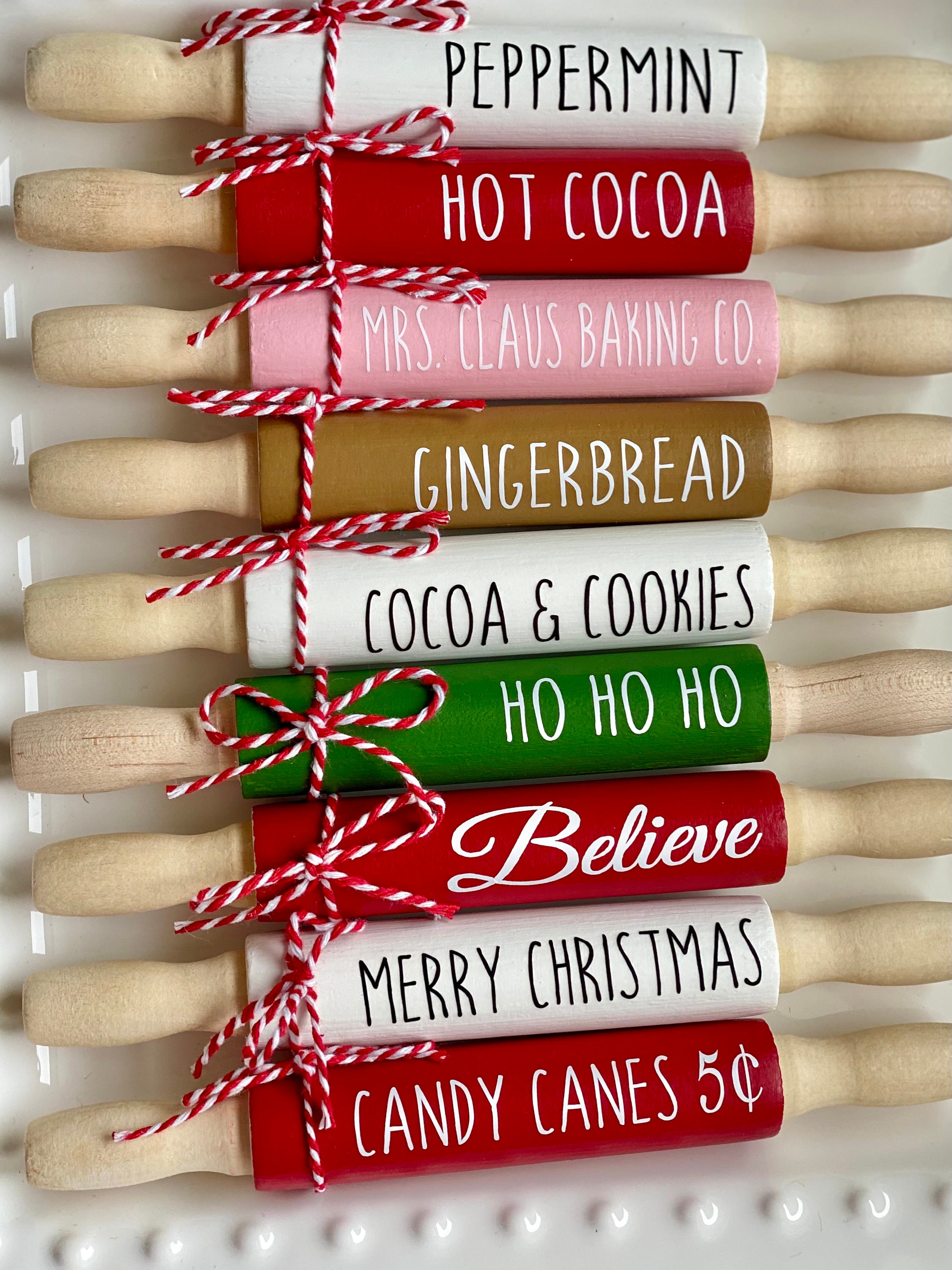 Mini Christmas Rolling pins Christmas Tier Tray Decor | Etsy