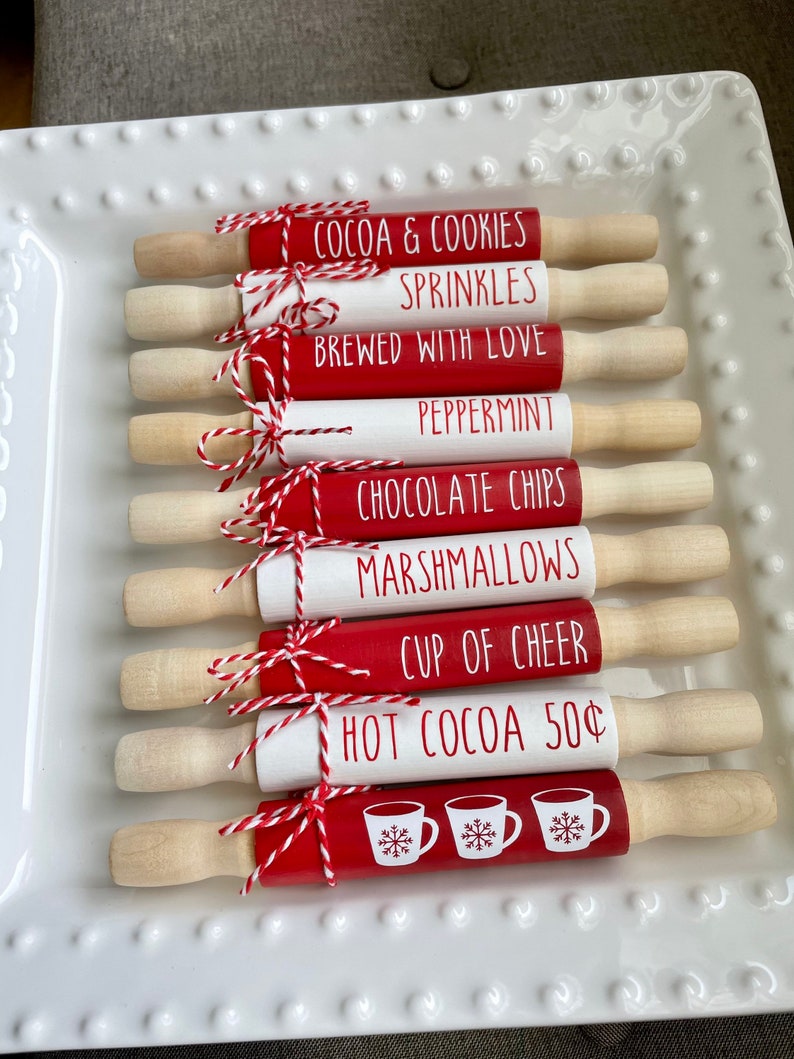 Mini Hot Cocoa Rolling Pins Hot Cocoa Tier Tray Decor | Etsy