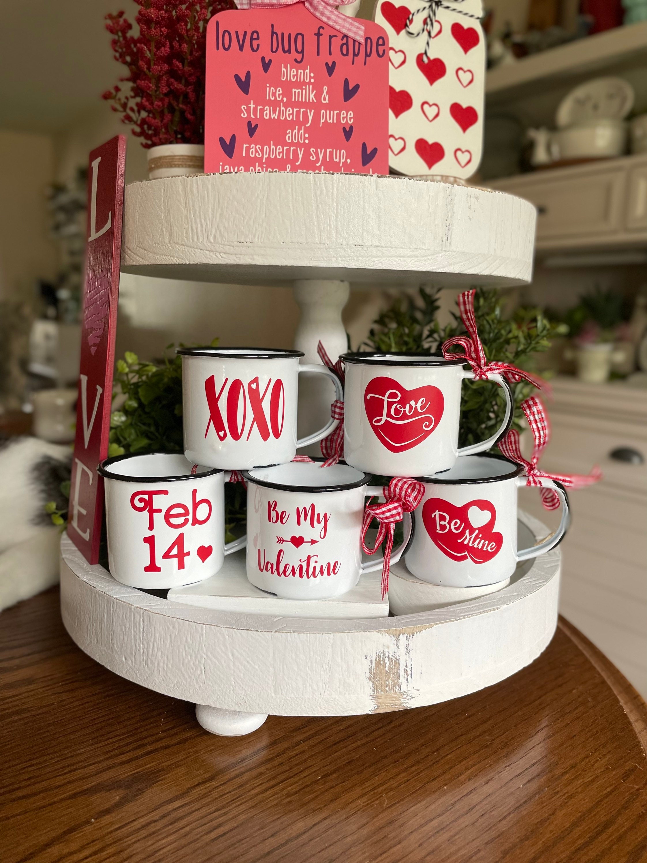 Mini Valentines Coffee Mugs Valentines Tiered Tray Decor - Etsy