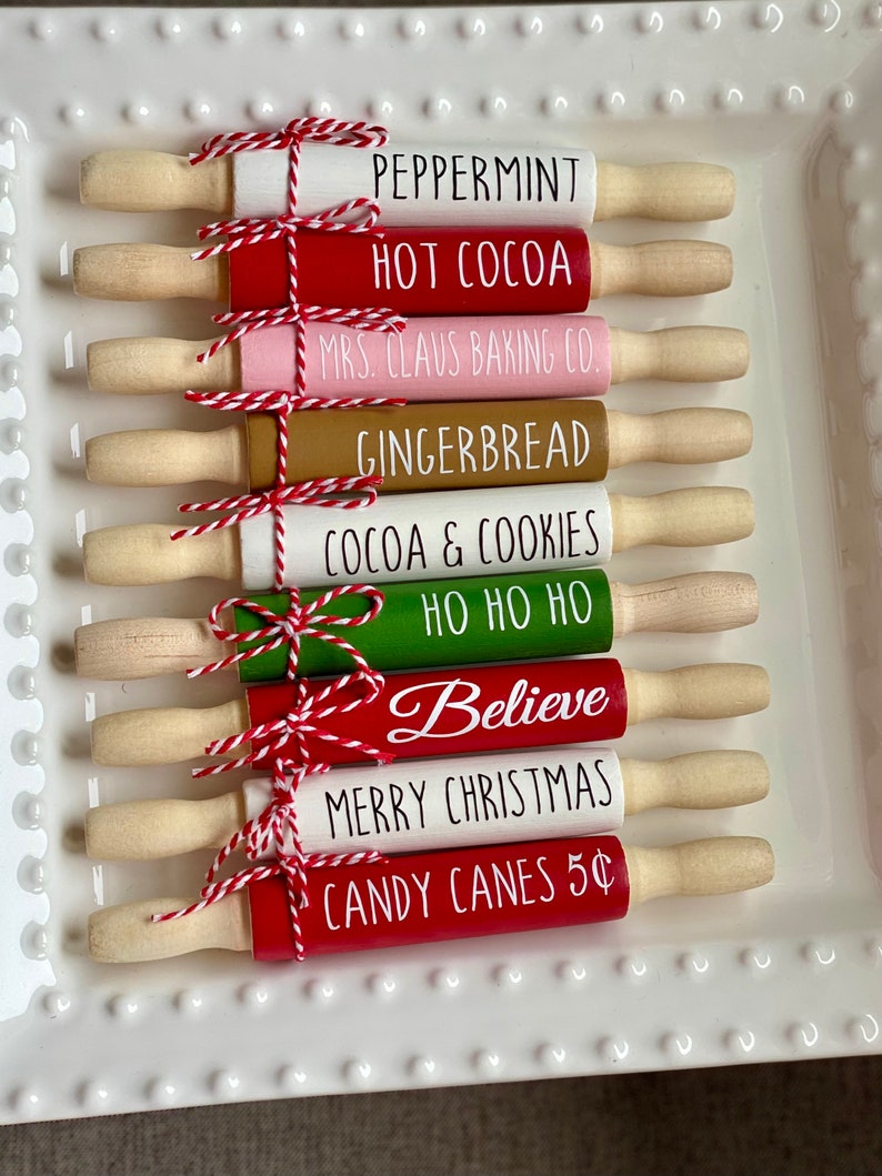 Mini Christmas Rolling Pins Christmas Tier Tray Decor - Etsy