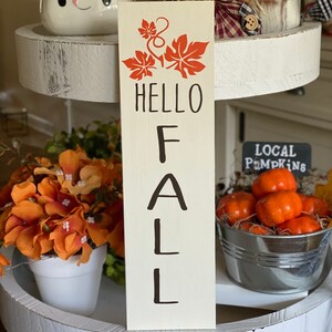 9” Hello Fall Sign, Fall Tier Tray Decor | Autumn Tiered Tray Decor - Etsy
