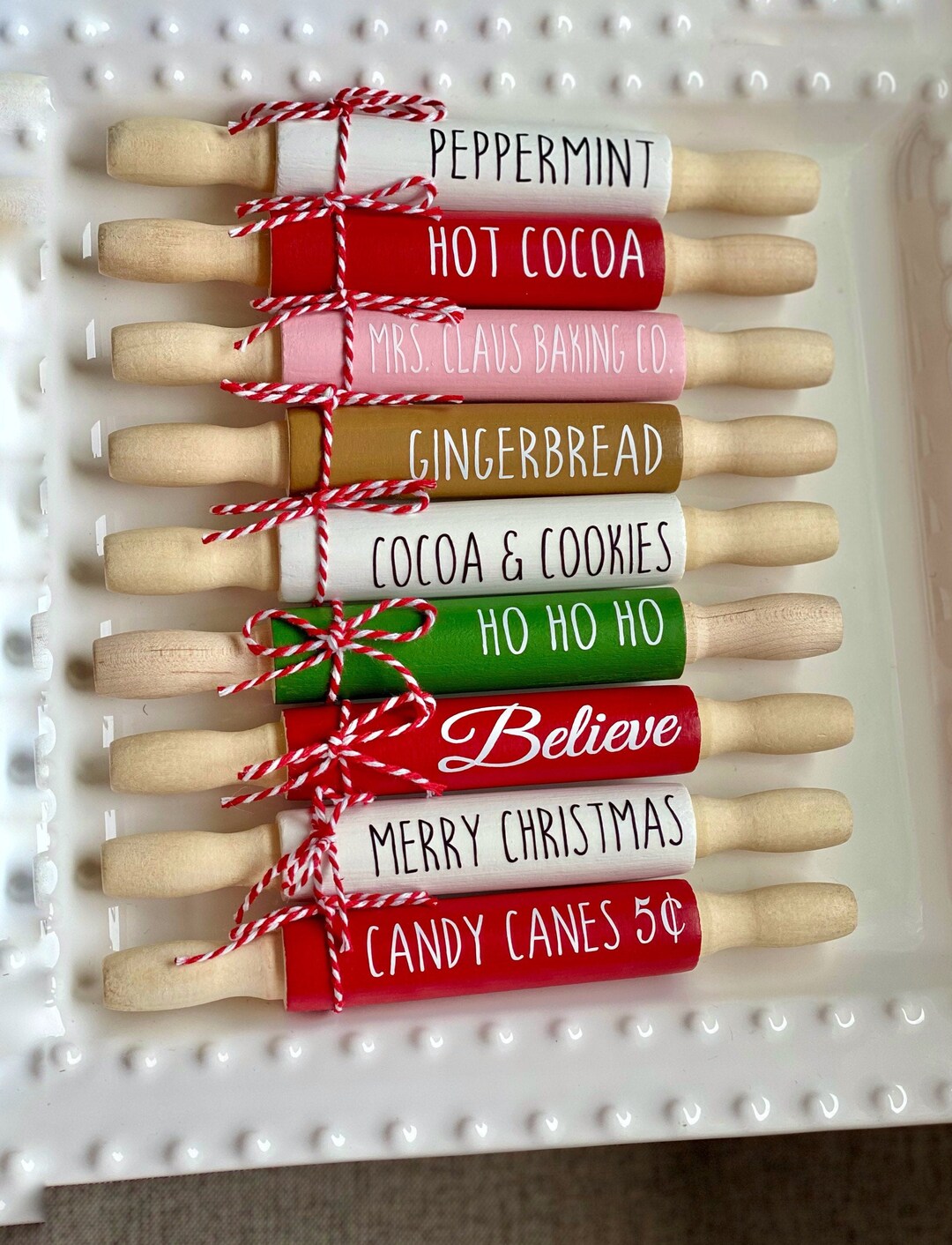 Mini Christmas Rolling Pins | Christmas Tier Tray Decor | Christmas ...