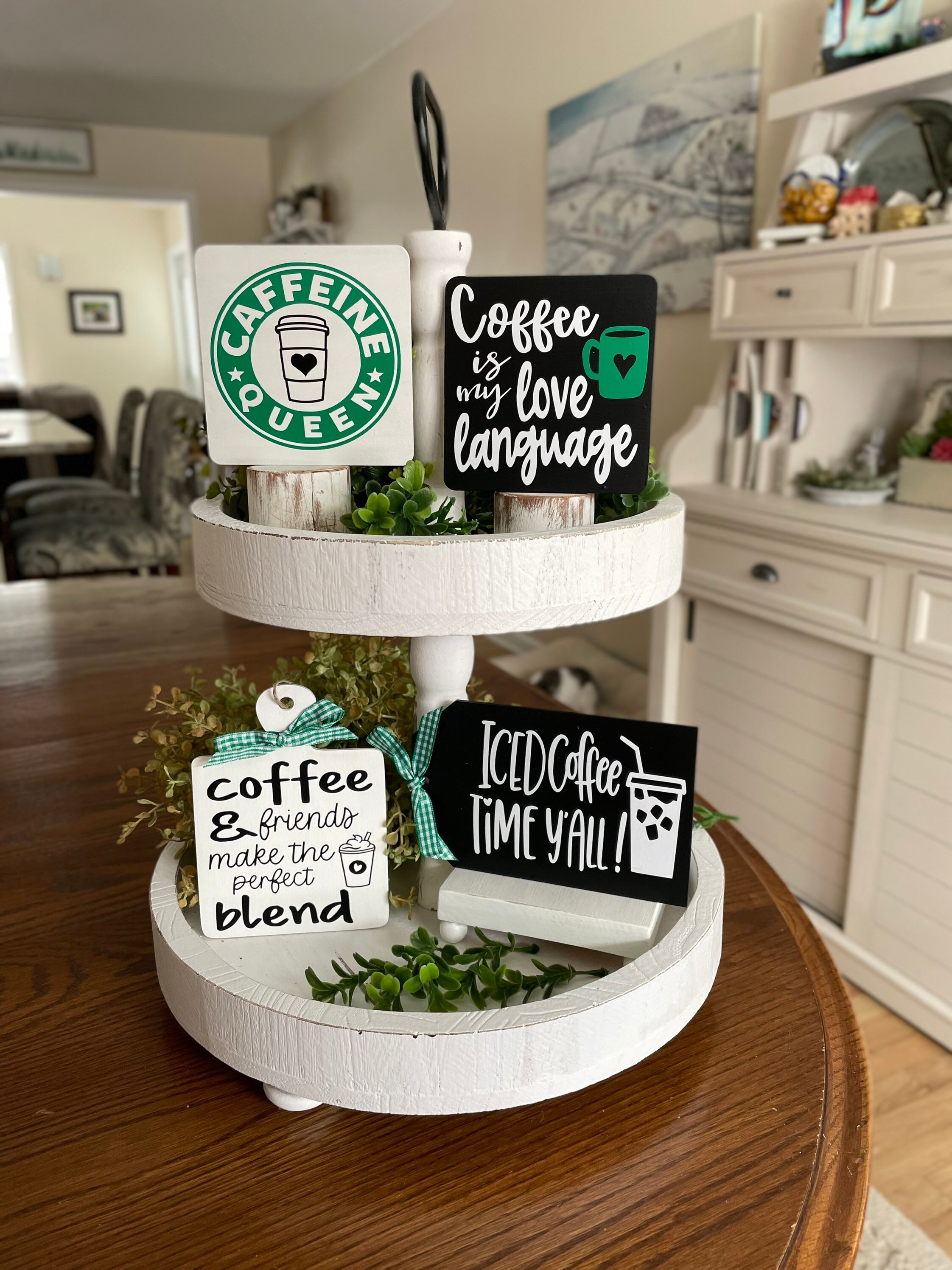 Coffee Tiered Tray Decor Coffee Bar Sign Tier Tray Sign | Etsy