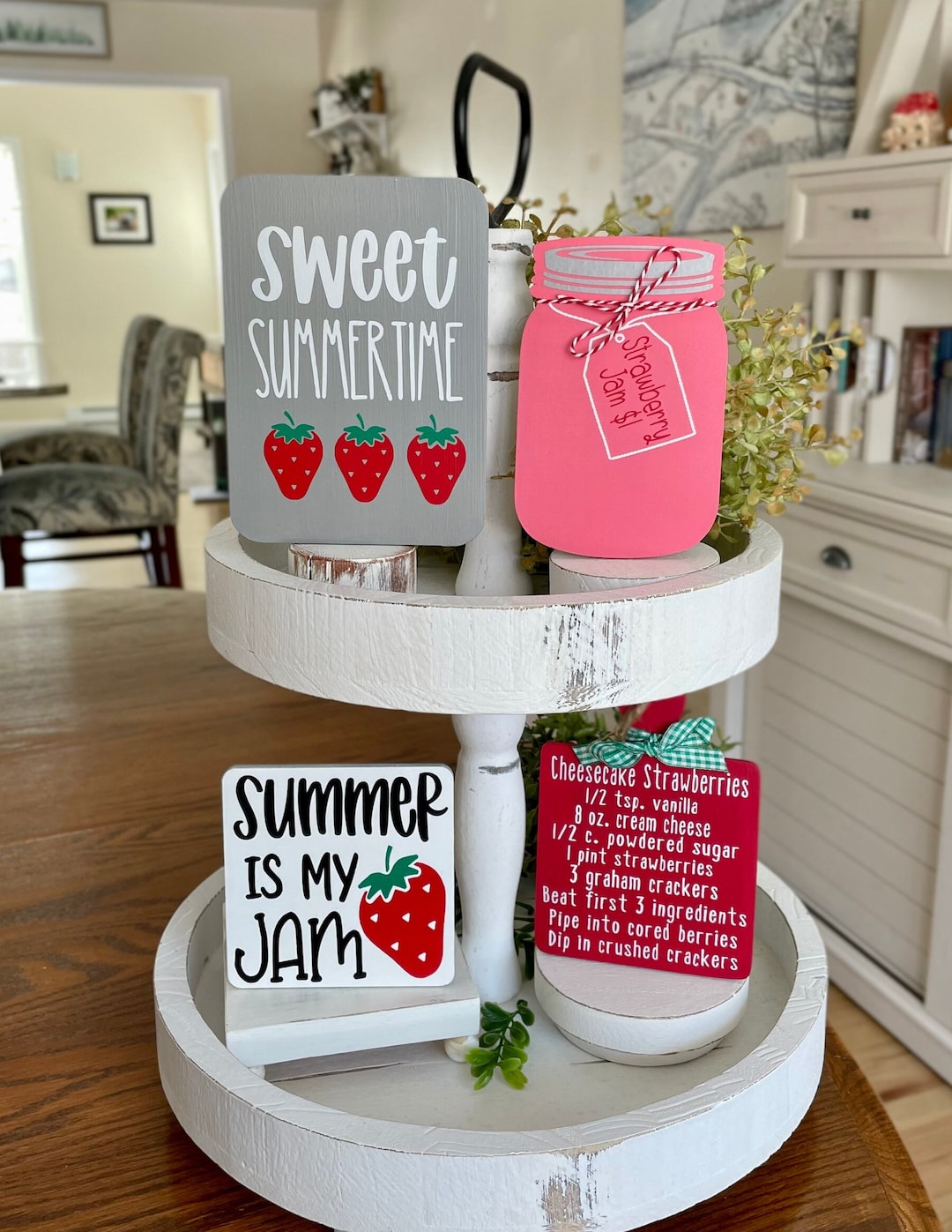 Strawberry Tiered Tray Decor- Tier Tray Sign | Summer Tiered Tray Decor ...