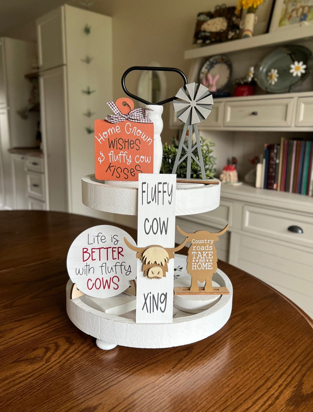 Highland Cow Tiered Tray Signs Farmhouse Tiered Tray Sign Hairy Cow ...