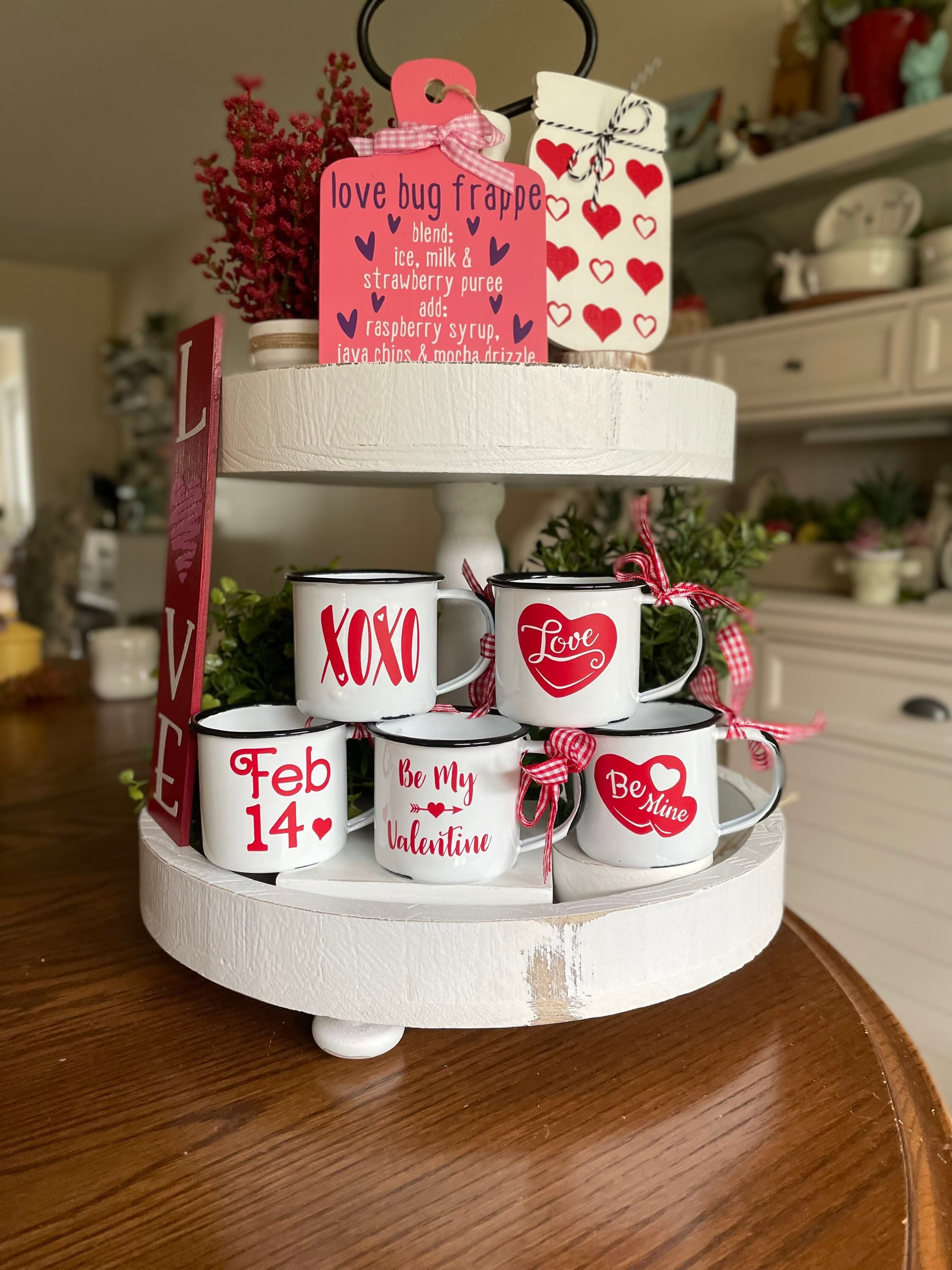 Mini Valentines Coffee Mugs - Valentines Tiered Tray Decor | Tiered ...