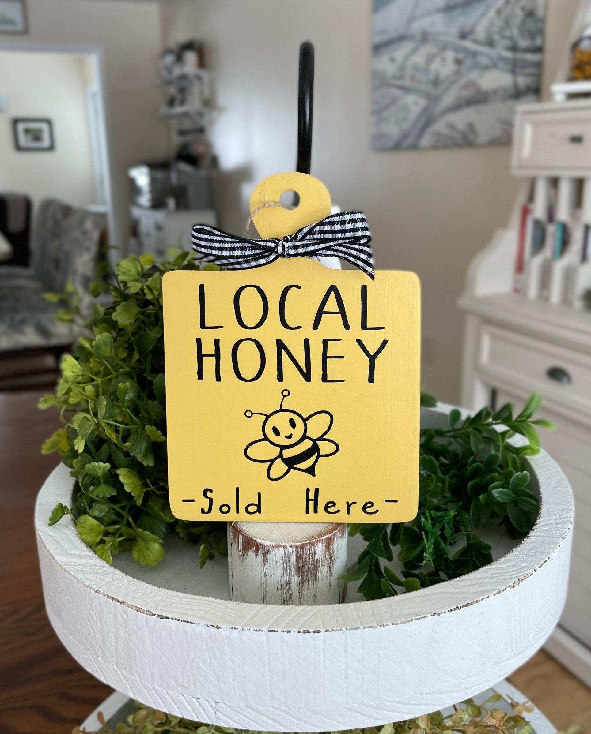 Local Honey Sign | Honey Bee Tiered Tray Decor | Mini Cutting Board ...