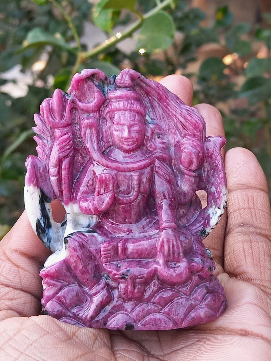 Ruby Shiva shiv indian God ruby Zoisite precious Stone handmade crystal Healing vastu reiki shiv ...