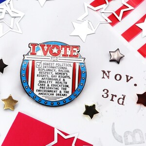 I VOTE Enamel Pin and FREE STICKER: Honest Politics Racial - Etsy