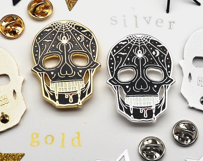 Enamel Pin: Skull, Glow-in-the-dark, Gold or Silver 29.8mm X 41mm - Etsy