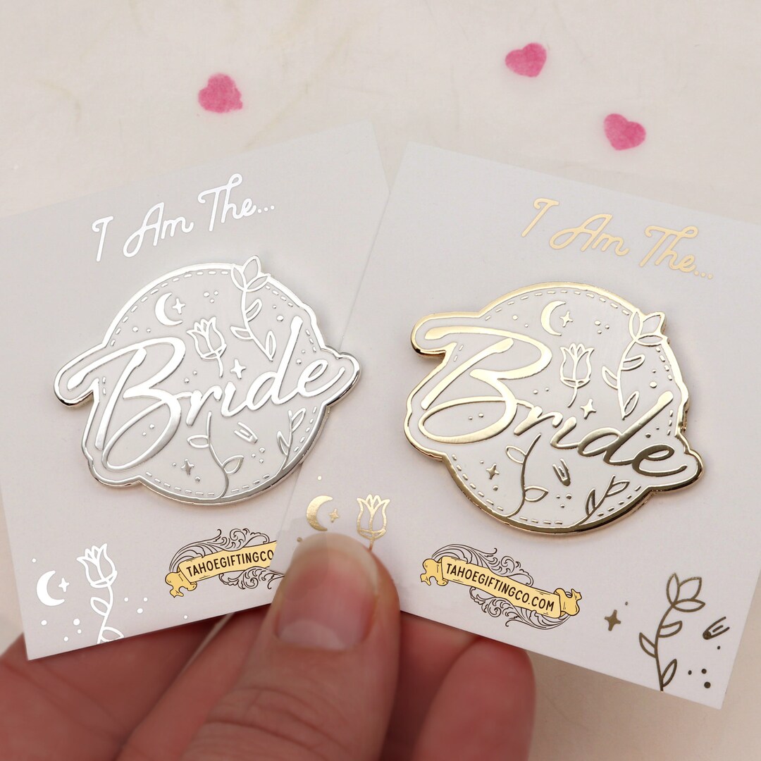 BRIDE Enamel Pin: Gold or Silver Approx 43mm width With - Etsy