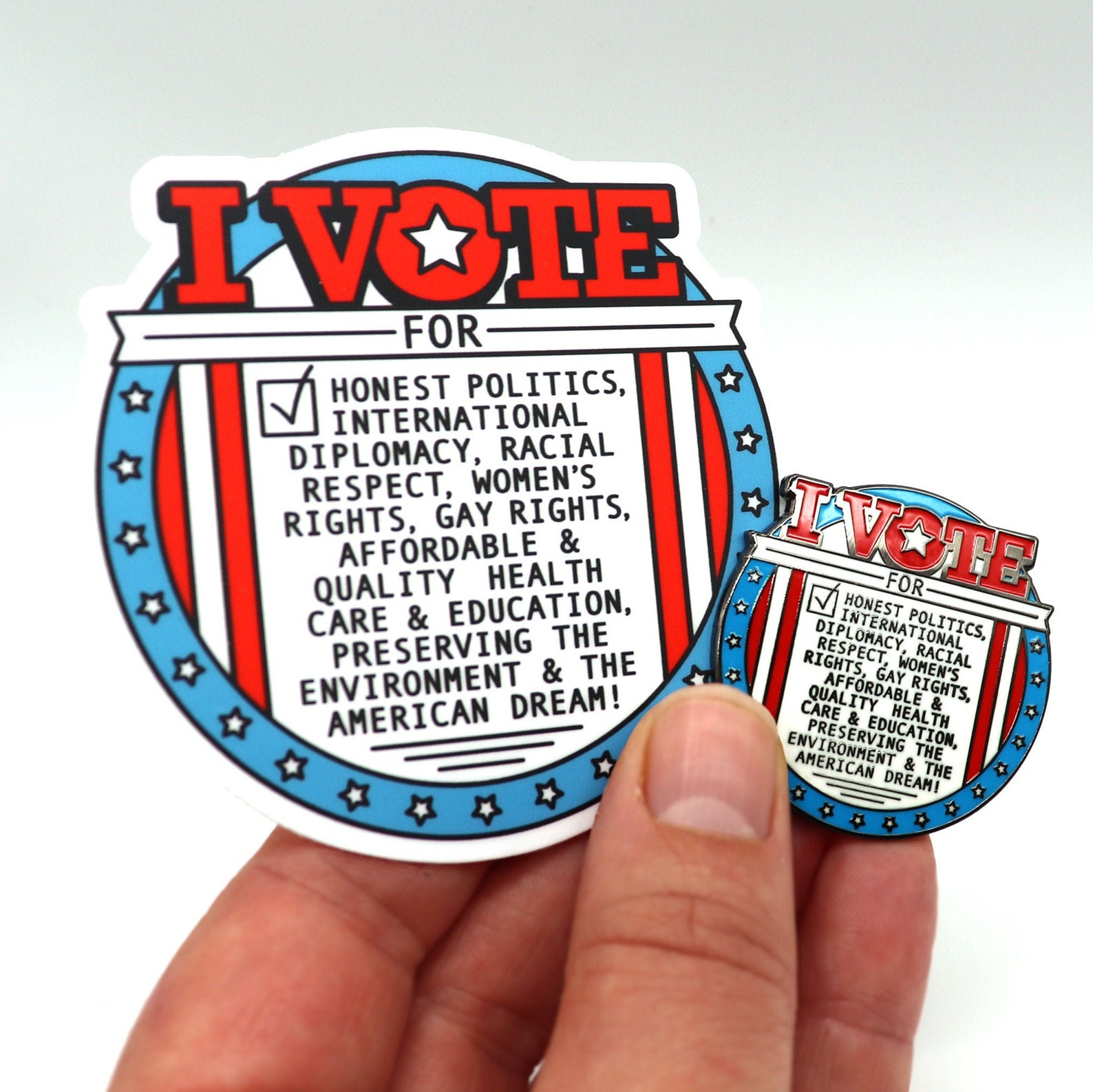I VOTE Enamel Pin and FREE STICKER: Honest Politics Racial - Etsy