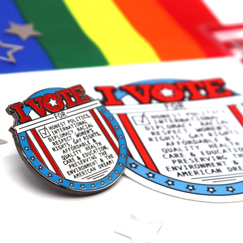 I VOTE Enamel Pin and FREE STICKER: Honest Politics Racial - Etsy